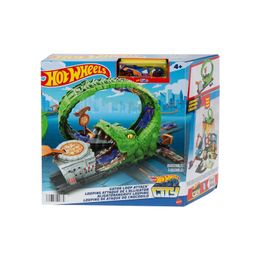 Mattel HKX39 - Hot Wheels - City - Aligatorangriff Looping - Spielset mit einem Fahrtzeug, Rennbahn mit Looping