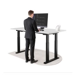 DESKSPACE Titan Schreibtisch mit 4 Beinen, Schwarz Tischplatte / Weiß Gestell / 180x80 cm