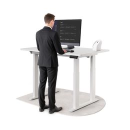 DESKSPACE Titan Schreibtisch mit 4 Beinen, Weiß Tischplatte / Weiß Gestell / 140x70 cm