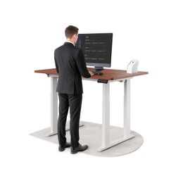 DESKSPACE Titan Schreibtisch mit 4 Beinen, Mahagoni Tischplatte / Weiß Gestell / 140x70 cm
