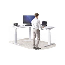 DESKSPACE Elektrisch höhenverstellbarer Eck-Tisch, Weiß Tischplatte / Weiß Gestell