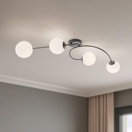 EMIBIG LIGHTING Deckenlampe Vibra, opal/schwarz, L&auml;nge 110 cm, Glas, 4-flg.