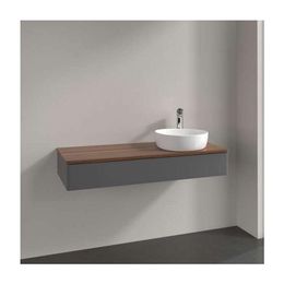 Villeroy & Boch Villeroy und Boch Antao Waschtisch-Unterschrank L12052GK mit Beleuchtung, 1 Auszug, 1200 x 190 x 500 mm, Front ohne Struktur, Anthracite Matt Lacquer / Warm Walnut