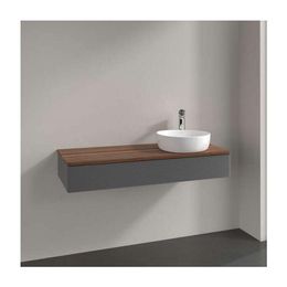 Villeroy & Boch Villeroy und Boch Antao Waschtisch-Unterschrank L12112GK mit Beleuchtung, 1 Auszug, 1200 x 190 x 500 mm, Front mit Struktur, Anthracite Matt Lacquer / Warm Walnut