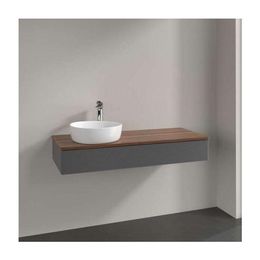Villeroy & Boch Villeroy und Boch Antao Waschtisch-Unterschrank L11112GK mit Beleuchtung, 1 Auszug, 1200 x 190 x 500 mm, Front mit Struktur, Anthracite Matt Lacquer / Warm Walnut