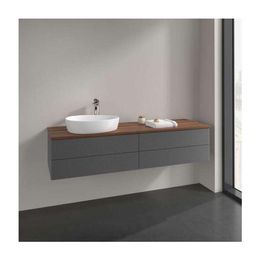 Villeroy & Boch Villeroy und Boch Antao Waschtisch-Unterschrank K26112GK 4 Ausz&uuml;ge, 1600 x 360 x 500 mm, Front mit Struktur, Anthracite Matt Lacquer / Warm Walnut