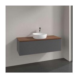 Villeroy & Boch Villeroy und Boch Antao Waschtisch-Unterschrank L32112GK mit Beleuchtung, 1 Auszug, 1200 x 360 x 500 mm, Front mit Struktur, Anthracite Matt Lacquer / Warm Walnut