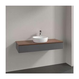 Villeroy & Boch Villeroy und Boch Antao Waschtisch-Unterschrank L10012GK mit Beleuchtung, 1 Auszug, 1200 x 190 x 500 mm, Front ohne Struktur, Anthracite Matt Lacquer / Warm Walnut