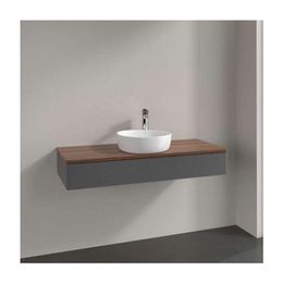 Villeroy & Boch Villeroy und Boch Antao Waschtisch-Unterschrank L10112GK mit Beleuchtung, 1 Auszug, 1200 x 190 x 500 mm, Front mit Struktur, Anthracite Matt Lacquer / Warm Walnut