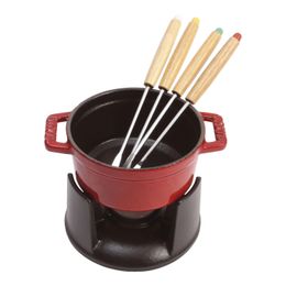Staub Specialities Fondue Set 10 cm, rund, Kirsch-Rot, Gusseisen
