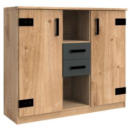 Mid.you Kommode Wimex Liverpool, Graphit, Eiche, Holzwerkstoff, 4 F&auml;cher, 2 Schublade(n) Schubladen, 124x105x41 cm, Typenauswahl, Beim&ouml;bel erh&auml;ltlich, Wohnzimmer, Kommoden & Sideboards, Kommoden