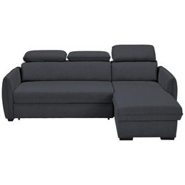 CARRYHOME Ecksofa, Dunkelgrau, Textil, 3-Sitzer, Ottomane rechts, seitenverkehrt montierbar, L-Form, 237x182 cm, Stoffauswahl, Liegefunktion, Schlafen auf Sitzh&ouml;he, R&uuml;cken echt, Wohnzimmer, Sofas & Couches, Wohnlandschaften, Ecksofas