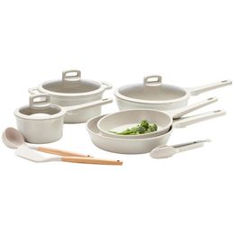 Homeware Profession. Kochtopfset, Klar, Beige, Holz, Metall, Kunststoff, Glas, 8-teilig, Buche, vollmassiv, 24 cm,16 cm, 4,1 L,1.5 L, rund, Lfgb, mit Silikonring, Kochen, T&ouml;pfe, Topfsets