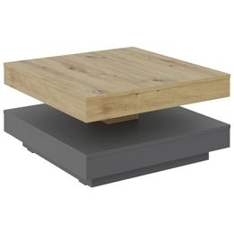 Xora Couchtisch, Anthrazit, Eiche Artisan, Holzwerkstoff, quadratisch, eckig, 70x34x70 cm, Wohnzimmer, Wohnzimmertische, Couchtische