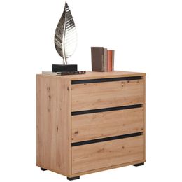 CARRYHOME Kommode, Anthrazit, Eiche, Holzwerkstoff, 3 Schublade(n) Schubladen, 80x79x48 cm, Beim&ouml;bel erh&auml;ltlich, stehend, Wohnzimmer, Kommoden & Sideboards, Kommoden