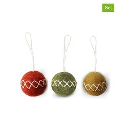 Gry & Sif 3er-Set: Dekoh&auml;nger ''Ball Ornaments'' in Gr&uuml;n/ Rot - &Oslash; 4 cm - 19% | Wohndekoration