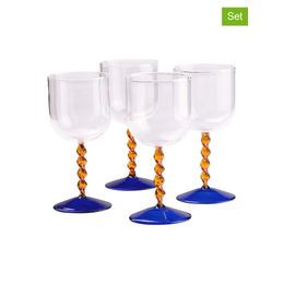 Jotex 4er-Set: Weingläser ''Yuko'' in Blau/ Hellbraun - 380 ml - 47% | Gedeckter-tisch