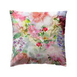 ethere Perkal-Kissenbezug "Peony" in Bunt - 35% | Gr&ouml;&szlig;e 80x80 cm | Dekokissen
