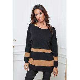 So Cachemire Pullover "Ellev" in Schwarz/ Hellbraun - 66% | Gr&ouml;&szlig;e M | Damen-pullover-cardigans