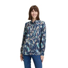 BETTY & CO BETTY & CO Bluse in Dunkelblau/ Hellblau/ Camel - 71% | Gr&ouml;&szlig;e 44 | Damen-blusen