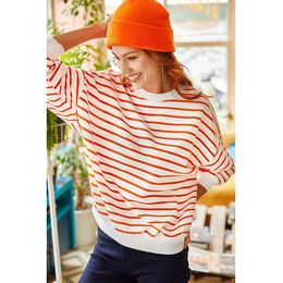 Olalook Sweatshirt in Wei&szlig;/ Orange - 61% | Gr&ouml;&szlig;e L | Damen-sweatshirts-jacken