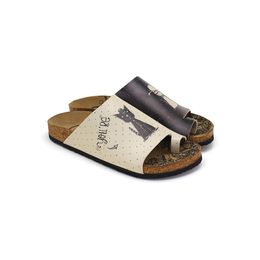 Calceo Zehentrenner in Schwarz/ Creme - 71% | Größe 41 | Damen-sandalen