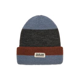 Color Kids Beanie in Grau/ Blau/ Hellbraun - 15% | Gr&ouml;&szlig;e 52 cm | Kindermuetzen