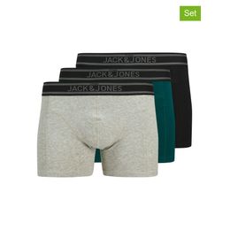 Jack & Jones Jack & Jones 3er-Set: Boxershorts in Grau/ Grün/ Schwarz - 46% | Größe L | Herren-waesche