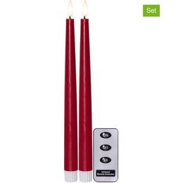 STAR TRADING 2er-Set: LED-Kerzen "Flamme Slim" in Rot - (H)28,5 cm - 12% | Kerzen-vasen