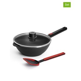 Woll 3tlg. Set: Wok- & R&uuml;hrpfanne in Schwarz - &Oslash; 24 cm - 37% | Kochgeschirr