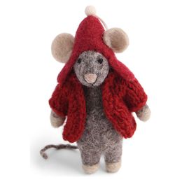 Gry & Sif Dekofigur ''Mouse'' in Grau/ Rot - (B)4,5 x (H)13 x (T)4 cm - 13% | Dekofiguren