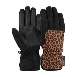 Reusch Ski-/ Snowboardfingerhandschuhe "Keira R-TEX XT" in Schwarz/ Hellbraun - 39% | Gr&ouml;&szlig;e 8 | Damenhandschuhe