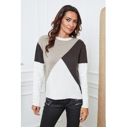 So Cachemire Pullover "Lanos" in Creme/ Beige/ Braun - 55% | Gr&ouml;&szlig;e L | Damen-pullover-cardigans