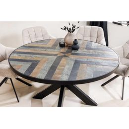 Riess Ambiente Runder Esstisch MOUNTAIN SOUL 120cm schwarz grau Naturstein Eisen Sterngestell Riess-Ambiente Esszimmertisch K&uuml;chentisch 4 Personen