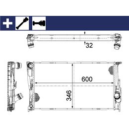 Mahle K&uuml;hler, Motork&uuml;hlung CR 1083 000S mit Zubeh&ouml;r f&uuml;r BMW 17117788903 17117790297 7790297