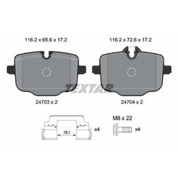 TEXTAR Bremsbelagsatz, Scheibenbremse hinten rechts links mit Zubeh&ouml;r f&uuml;r BMW 228438903 228438901 6892642 2470303