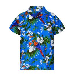 King Kameha Button Up Shirt 'Cherryparrot' boy Blue size 164/176