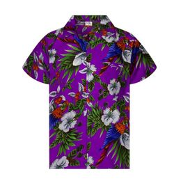 King Kameha Button Up Shirt 'Cherryparrot' boy Purple size 134/146