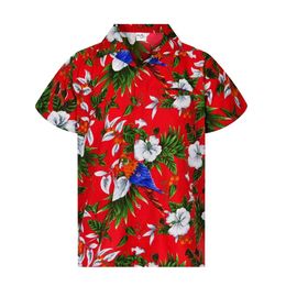 King Kameha Button Up Shirt 'Cherryparrot' boy Red size 104/116