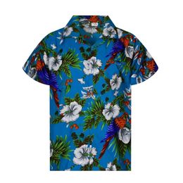 King Kameha Button Up Shirt 'Cherryparrot' boy Blue size 134/146