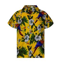 King Kameha Button Up Shirt 'Cherryparrot' boy Yellow size 128/134