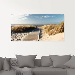 Artland Glasbild &raquo;Nordseestrand auf Langeoog - Steg&laquo; Strand 1 Stk. tlg. in verschiedenen Gr&ouml;&szlig;en beige Glas