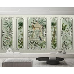 Livingwalls LIVING WALLS Vliestapete &raquo;Orientalische Dschungel-Tapete Gr&uuml;n Beige Exotisch&laquo; matt glatt Gr&uuml;n B/L: 2,5 m m x 5 m m