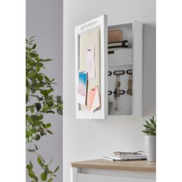 Home Affaire Schl&uuml;sselkasten mit Leinenkissen zum Anpinnen von Fotos und Notizen wei&szlig;
