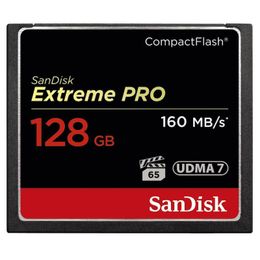 Sandisk Speicherkarte &raquo;CF Extreme Pro&laquo; (128 GB 160 MB/s Lesegeschwindigkeit) schwarz Beliebig oft beschreib- und l&ouml;schbares Wechselspeichermedium