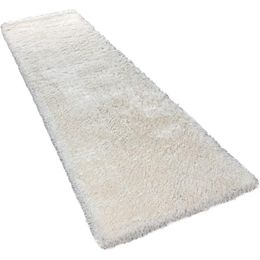 Paco Home Hochflor-L&auml;ufer &raquo;Akumal 930&laquo; rechteckig 60 mm H&ouml;he Teppich-L&auml;ufer, Shaggy, besonders weich durch Softgarn, Uni-Farben cream Obermaterial:...