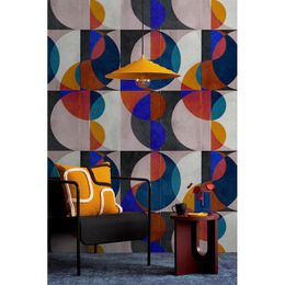 Livingwalls LIVING WALLS Vliestapete »Geometrische Retro-Tapete Bunt Blau Orange« matt glatt Bunt B/L: 2,7 m m x 4 m m