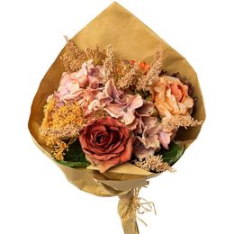 Creativ green Kunstblume &raquo;Blumenstrau&szlig; in Packpapier&laquo; mit Textilpflanzen in trendiger Trockenblumen-Optik braun