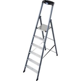 Krause Stehleiter &raquo;SePro S&laquo; Alu eloxiert, 1x6 Stufen, Arbeitsh&ouml;he ca. 325 cm grau Aluminium