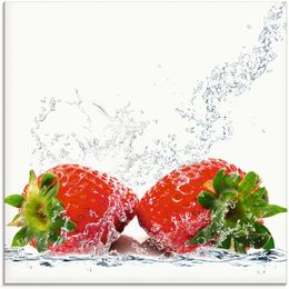 Artland Glasbild &raquo;Erdbeeren mit Spritzwasser&laquo; Lebensmittel 1 Stk. tlg. in verschiedenen Gr&ouml;&szlig;en rot Glas